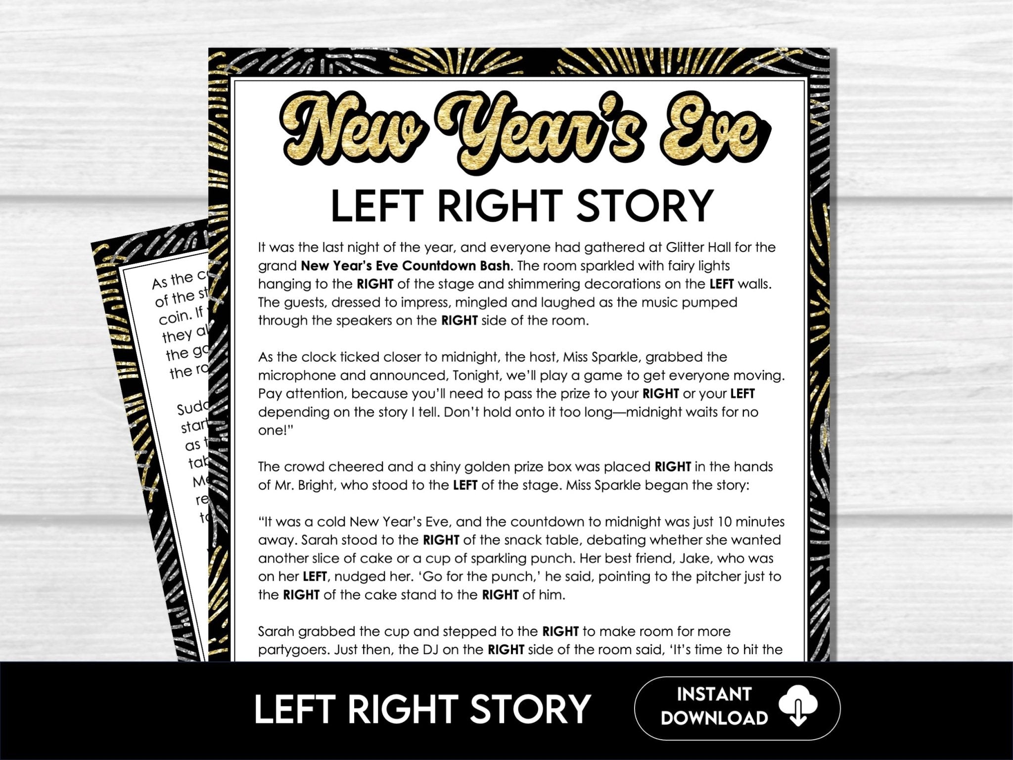 New Year's Left Right Game Fun Activity Pack – Before The Party