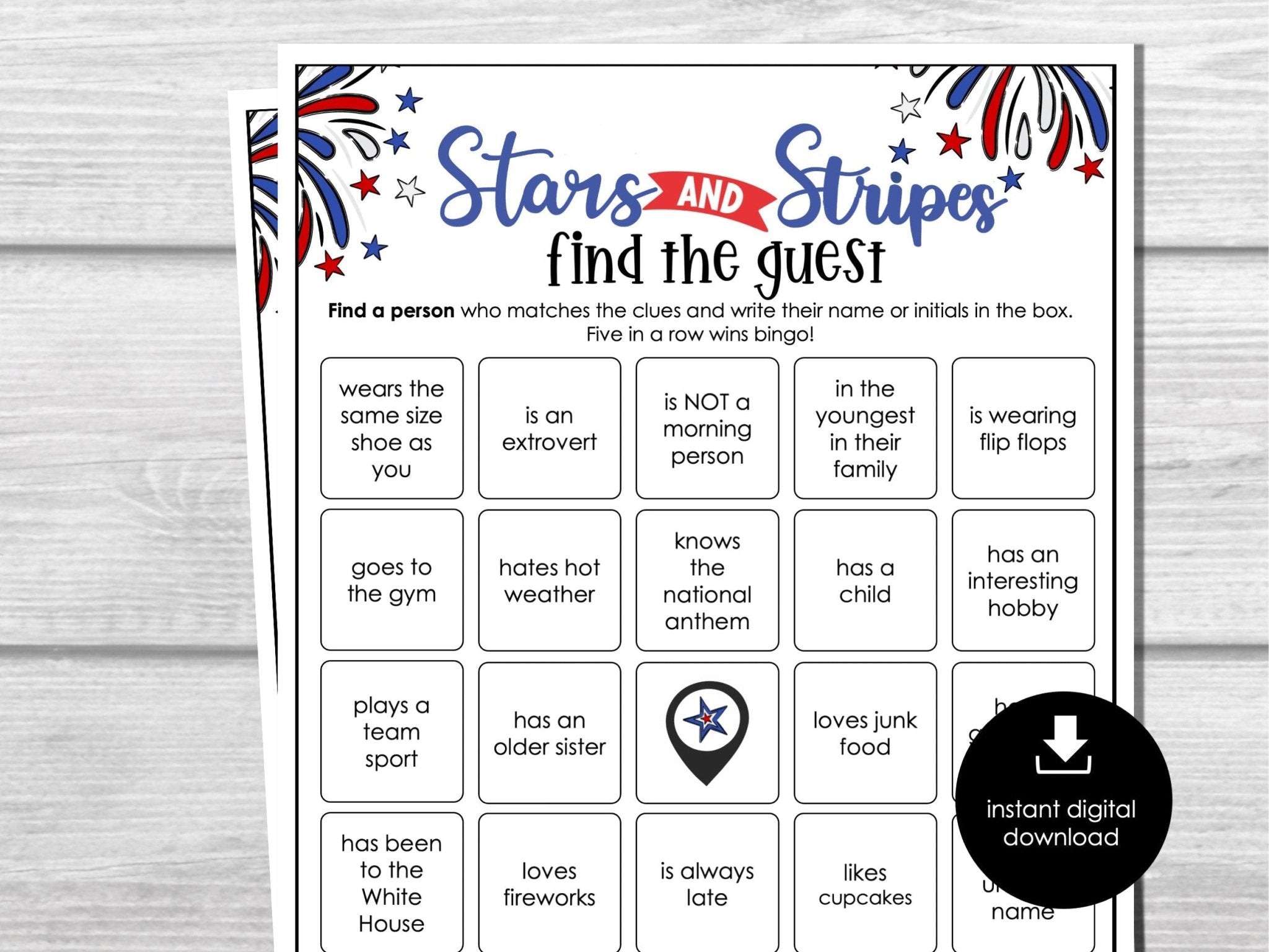 4th of July Find the Guest Bingo Icebreaker Game – Before The Party