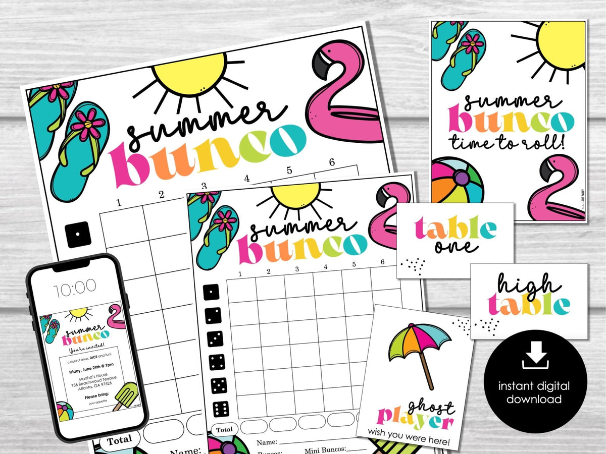 Summer Bunco Party Printables – Before The Party