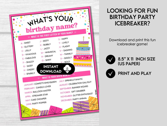 Printable Birthday Name Game for All Ages – Before The Party