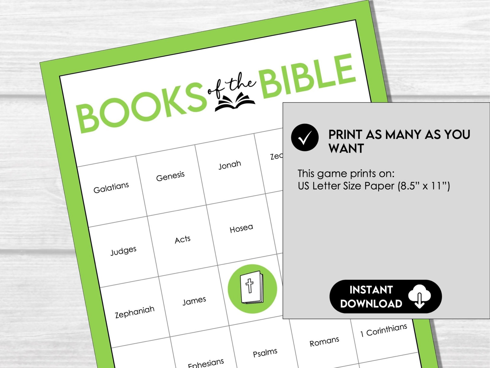 Books of the Bible Bingo Cards - 100 Game Cards for Church Groups ...
