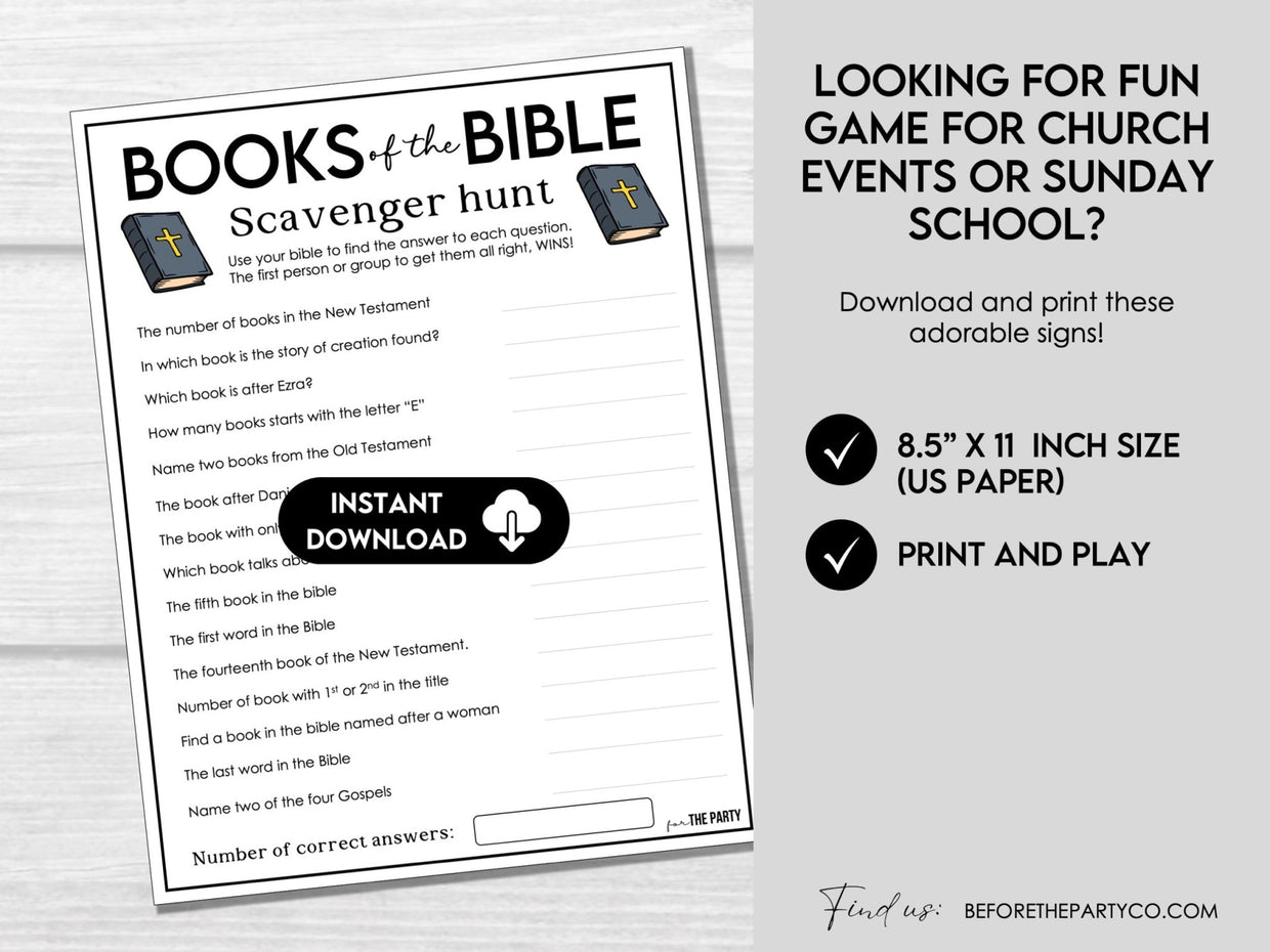 Bible Scavenger Hunt Game for Church Groups & Sunday School – Before ...
