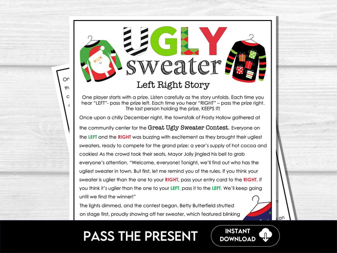 Ugly Sweater Left Right Gift Exchange Game Printable – Before The Party