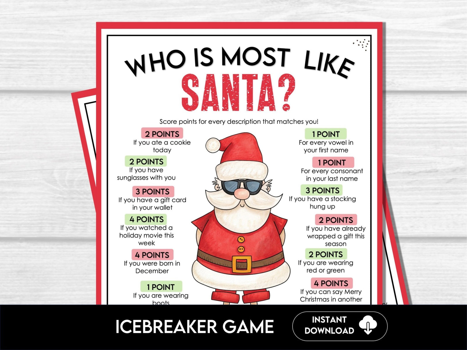 Christmas Who's Like Santa Game - Fun Printable Activity – Before The Party