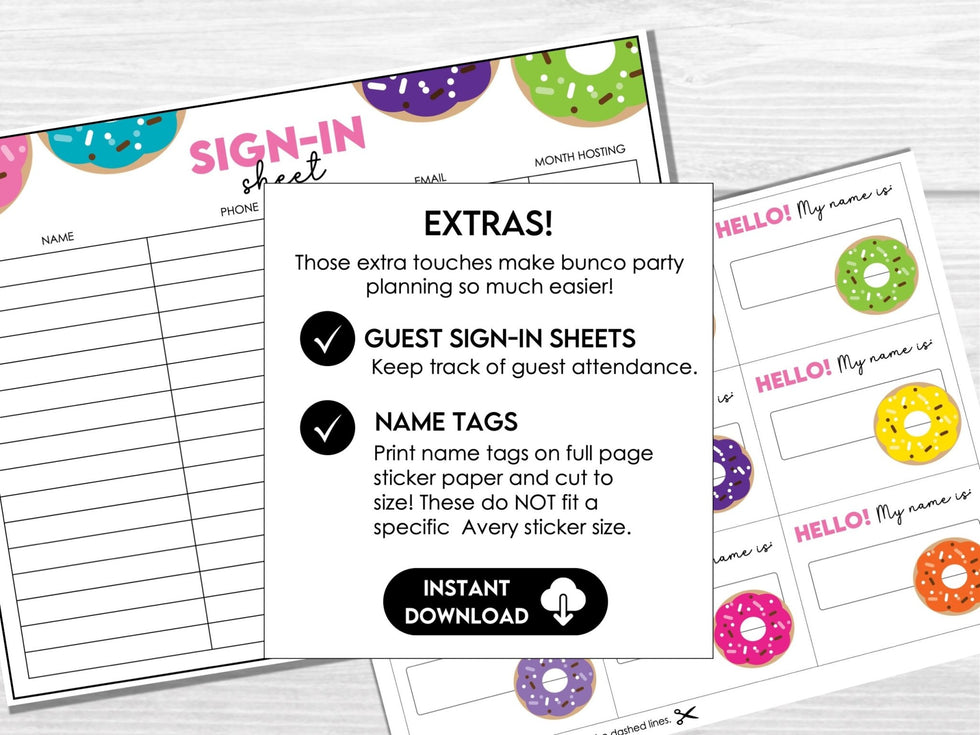 Pink & Orange Dunkin Donuts-Inspired Bunco Party Printables – Before ...