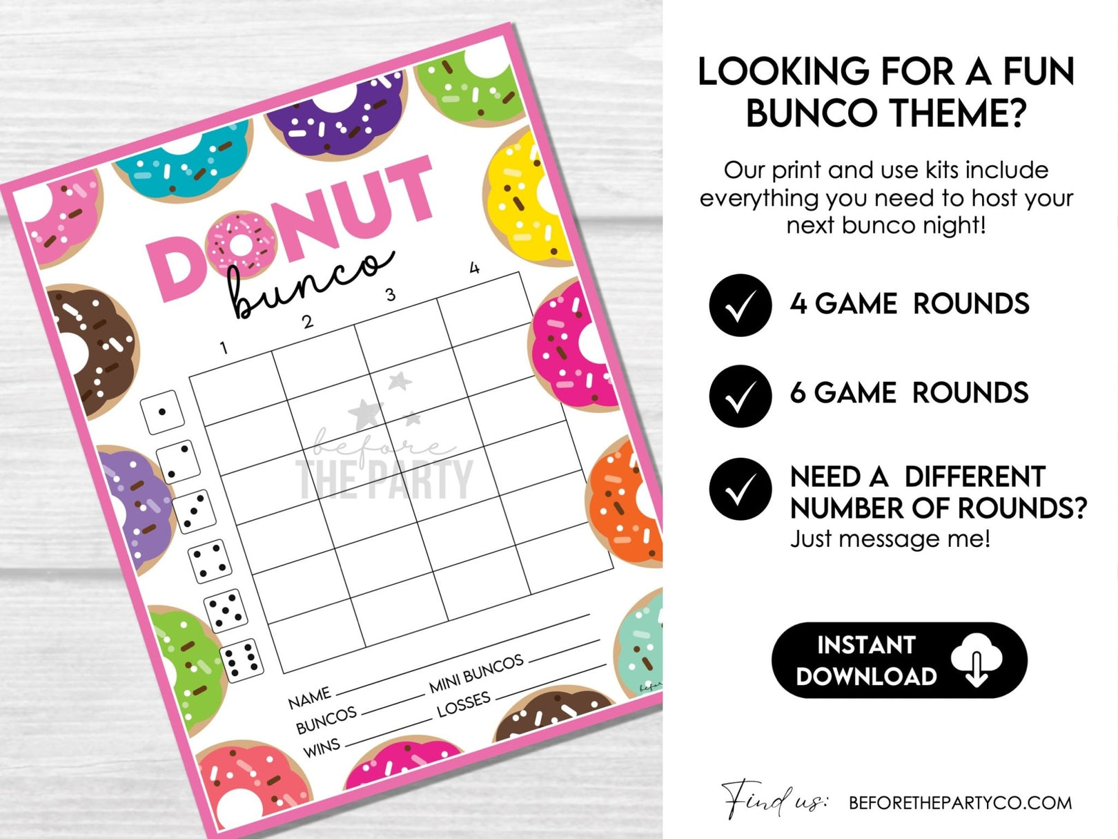 Pink & Orange Dunkin Donuts-Inspired Bunco Party Printables – Before ...