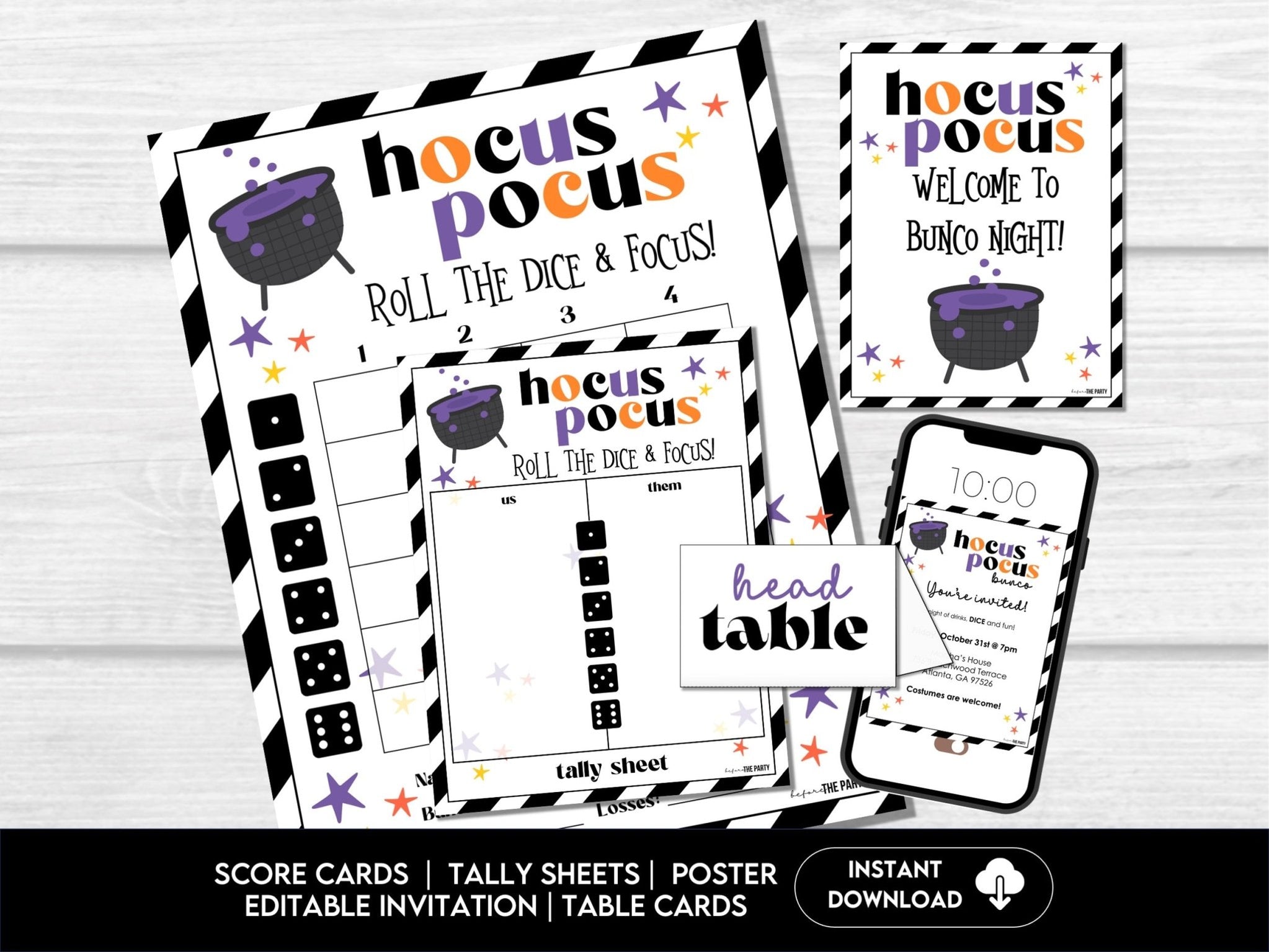 Halloween Bunco Score Sheets - Printable Bunko Night Tally Sheets ...