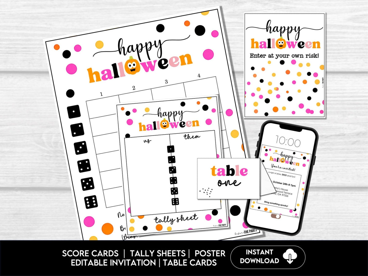 Halloween Bunco Score Sheets - Printable Bunko Night Tally Sheets ...
