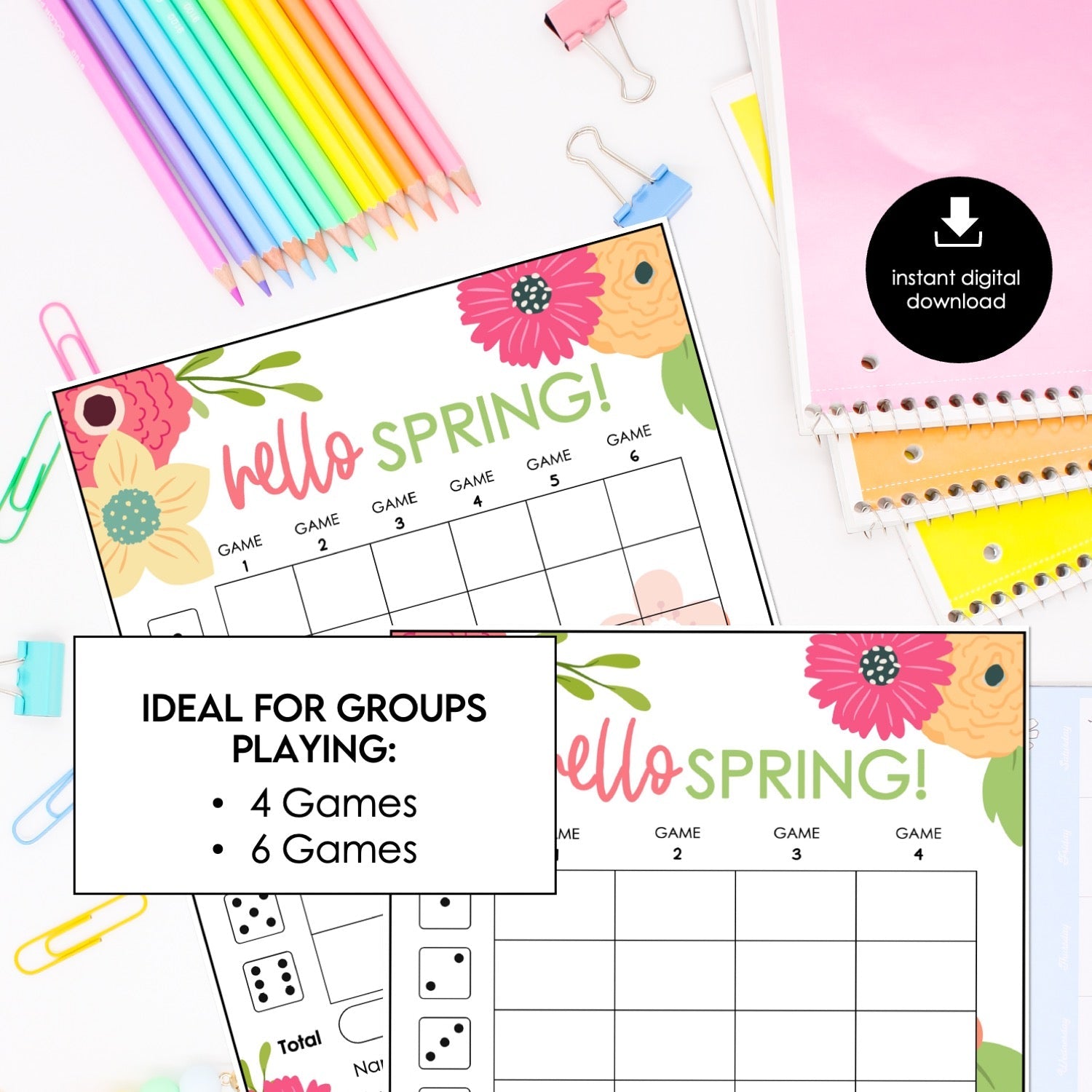 Hello Spring Bunco Score Cards | Floral Printable – Before The Party