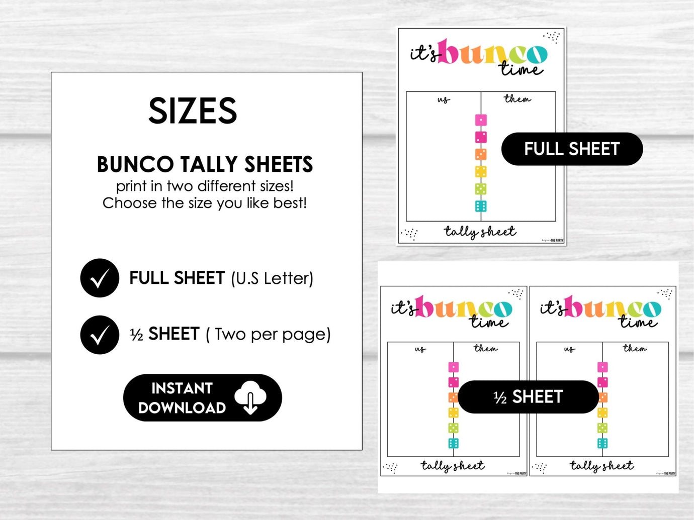 Modern Printable Bunco Set | No Theme Game Night Kit – Before The Party