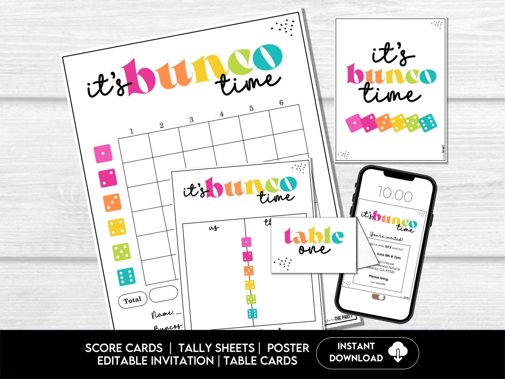 Modern Printable Bunco Set | No Theme Game Night Kit – Before The Party
