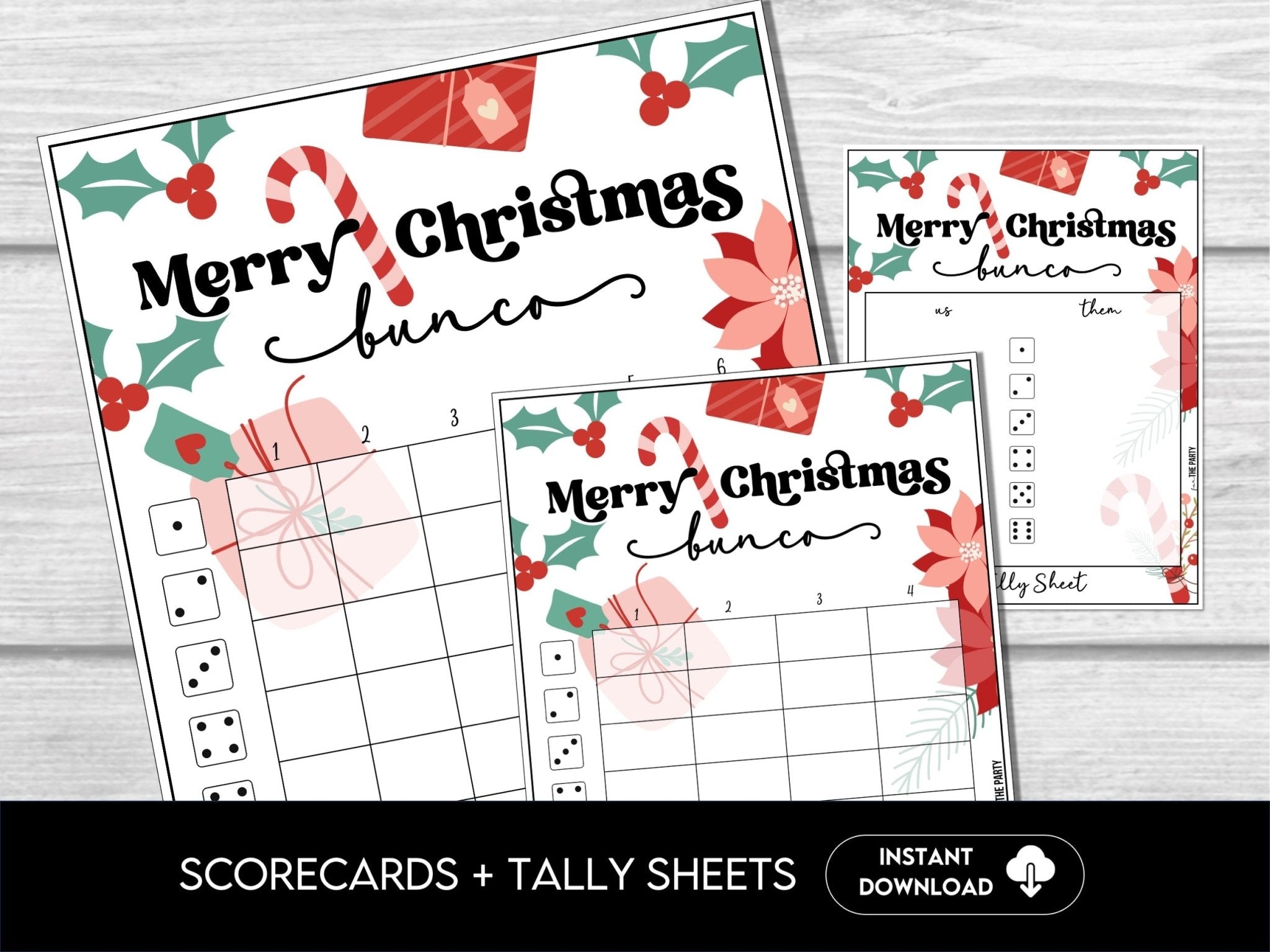 Merry Christmas BUNCO Game, Printable Bunco Score Cards – Before The Party