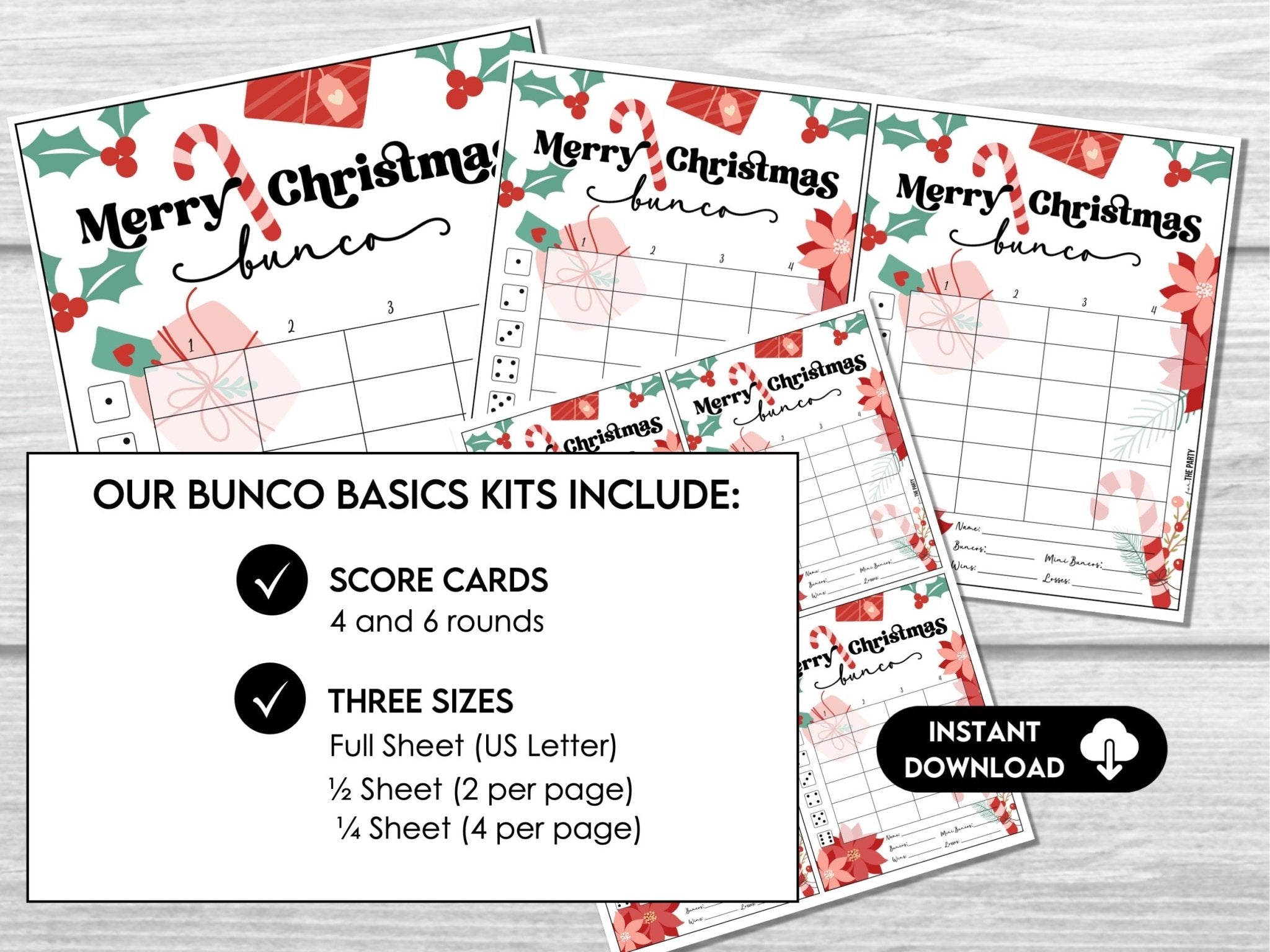 Merry Christmas BUNCO Game, Printable Bunco Score Cards – Before The Party