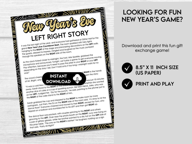 New Year's Left Right Game Fun Activity Pack – Before The Party
