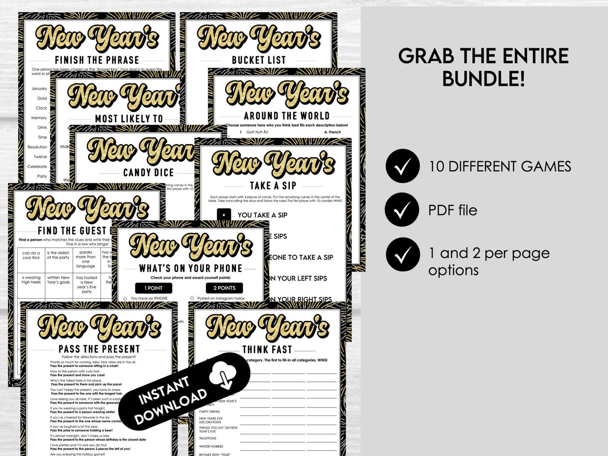 New Year's Left Right Game Fun Activity Pack – Before The Party