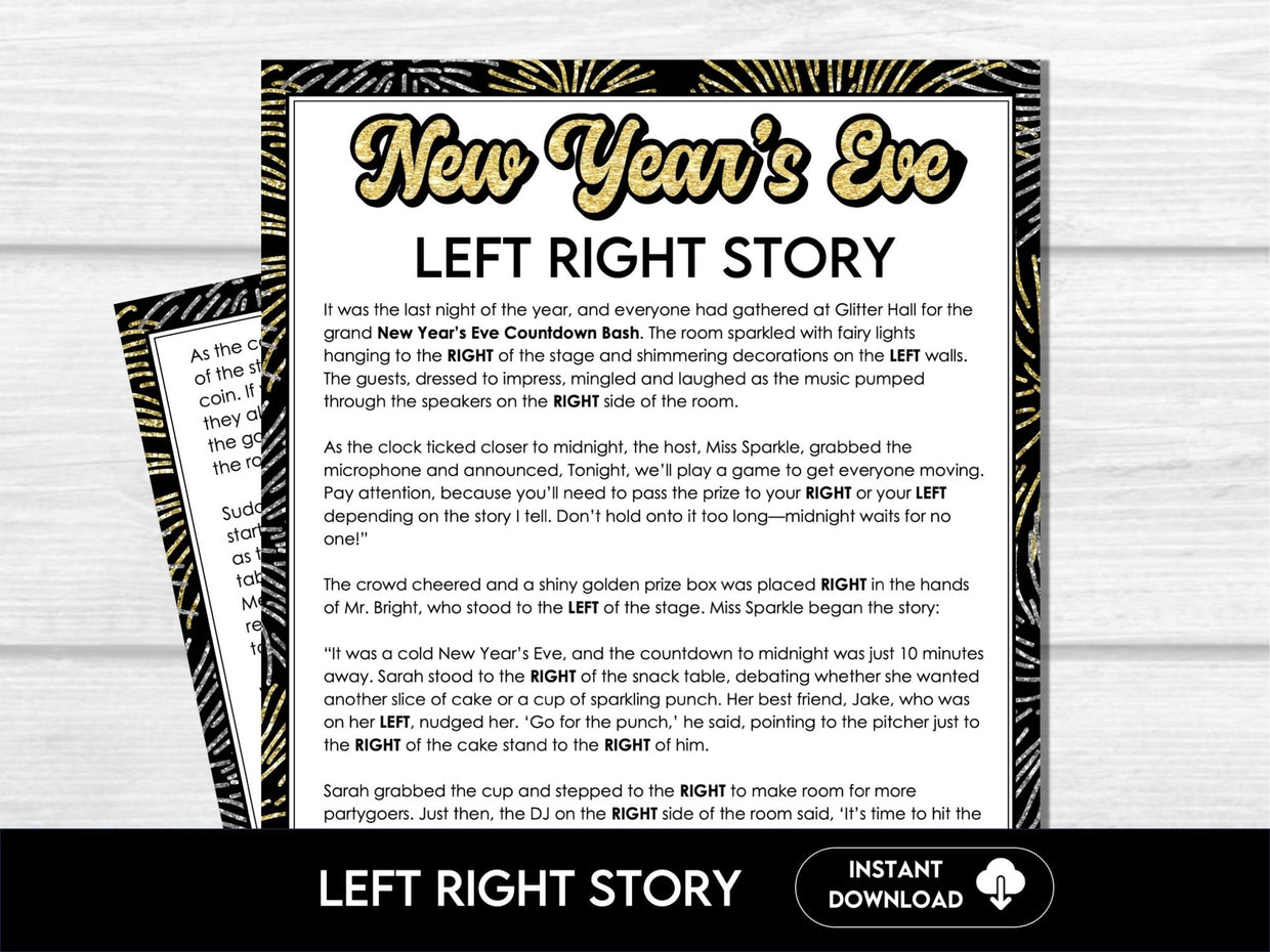 New Year's Left Right Game Fun Activity Pack – Before The Party