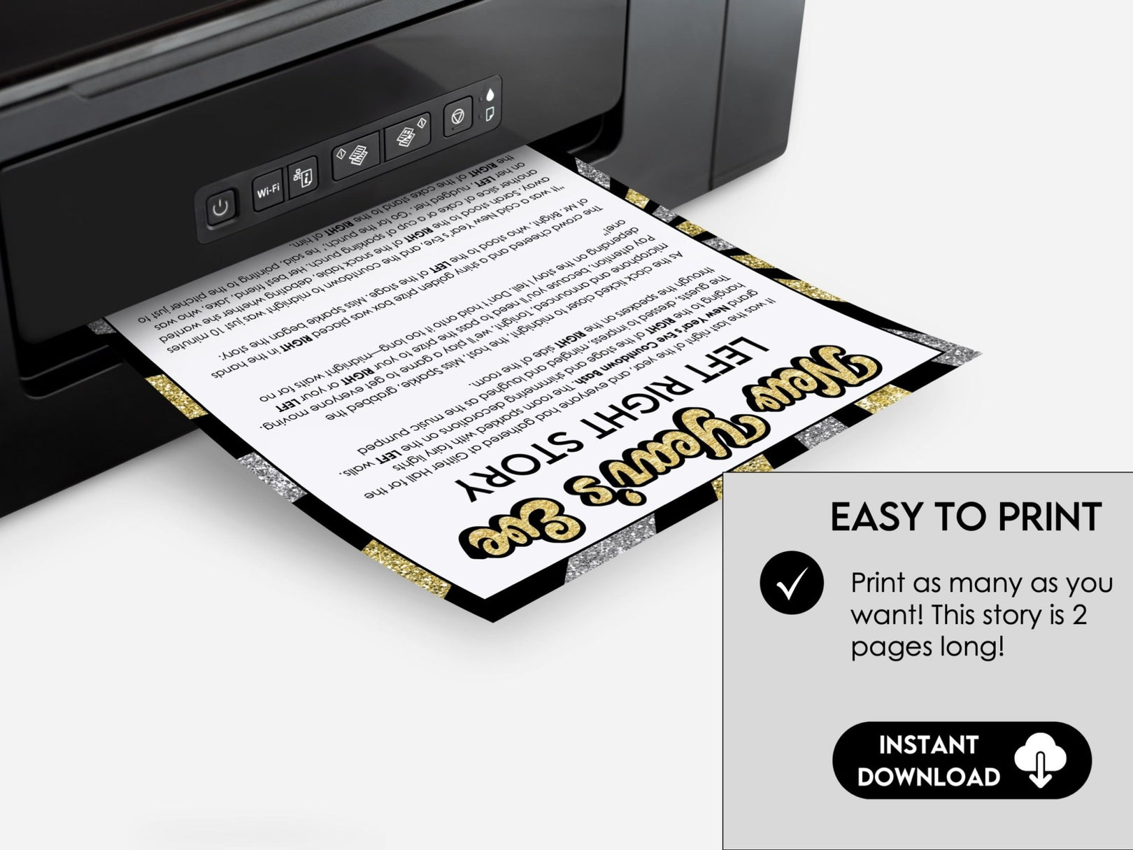Printable New Year's Left Right Game & Story – Before The Party