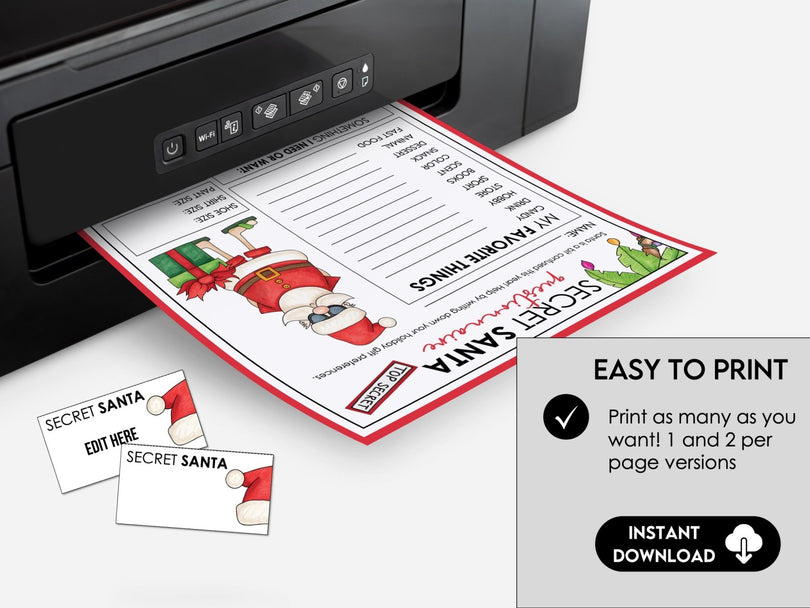 Christmas Secret Santa Questionnaire - Holiday Gift Exchange – Before ...
