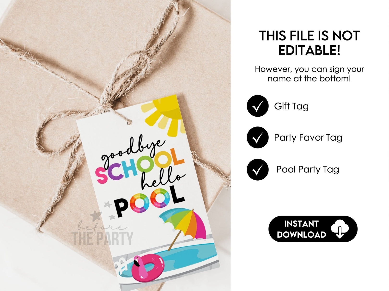 Printable Summer End Of School Year Class Gift Tag – Before The Party