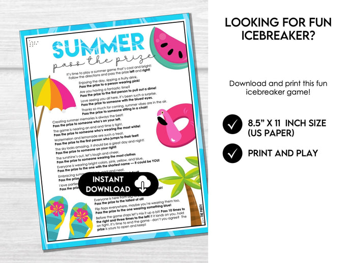 Summer Pass The Prize Party Game - Fun Summer Present Game – Before The ...