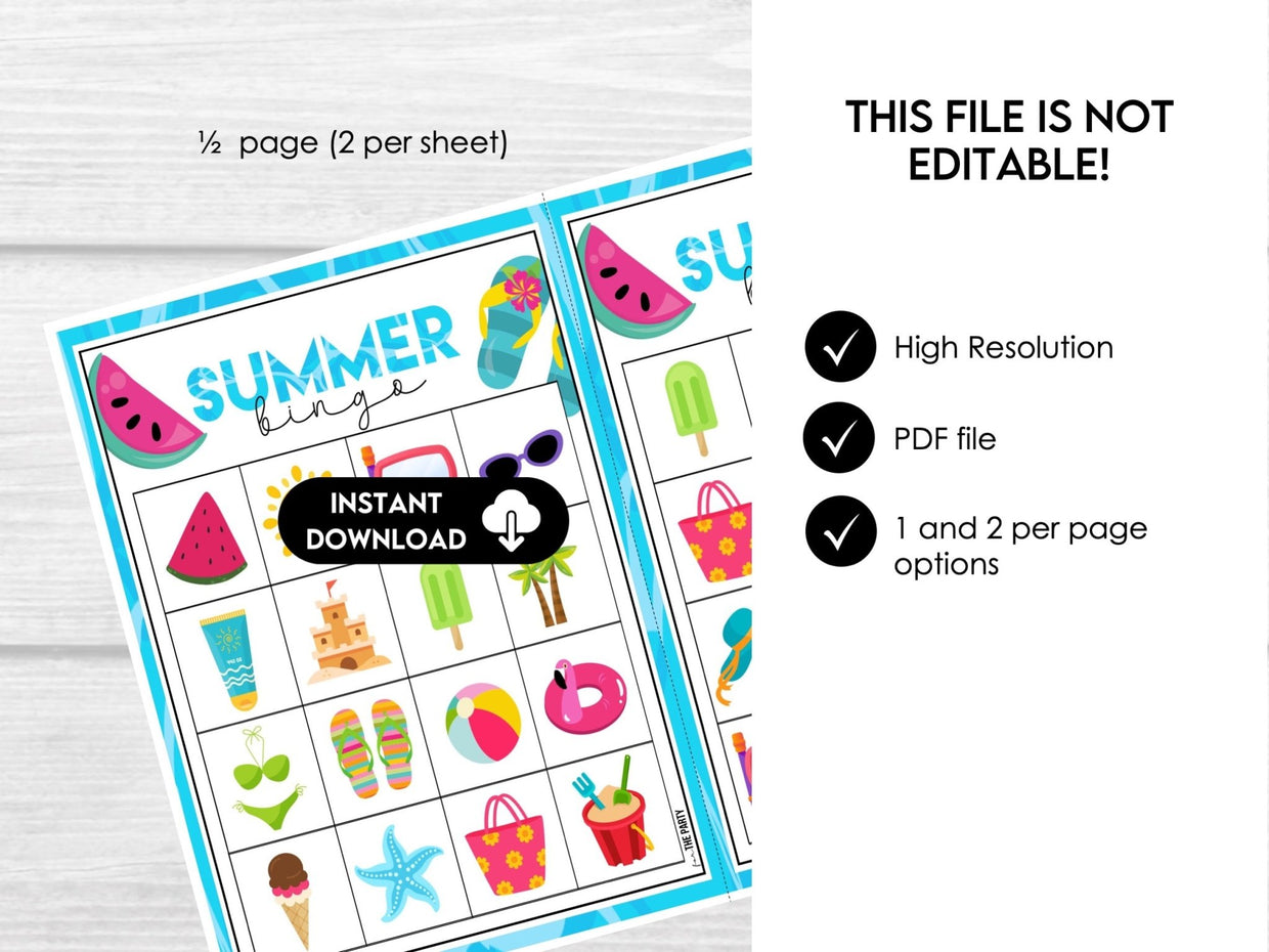 Summer Vocabulary Bingo Game Cards - 30 Game Cards S1 – Before The Party
