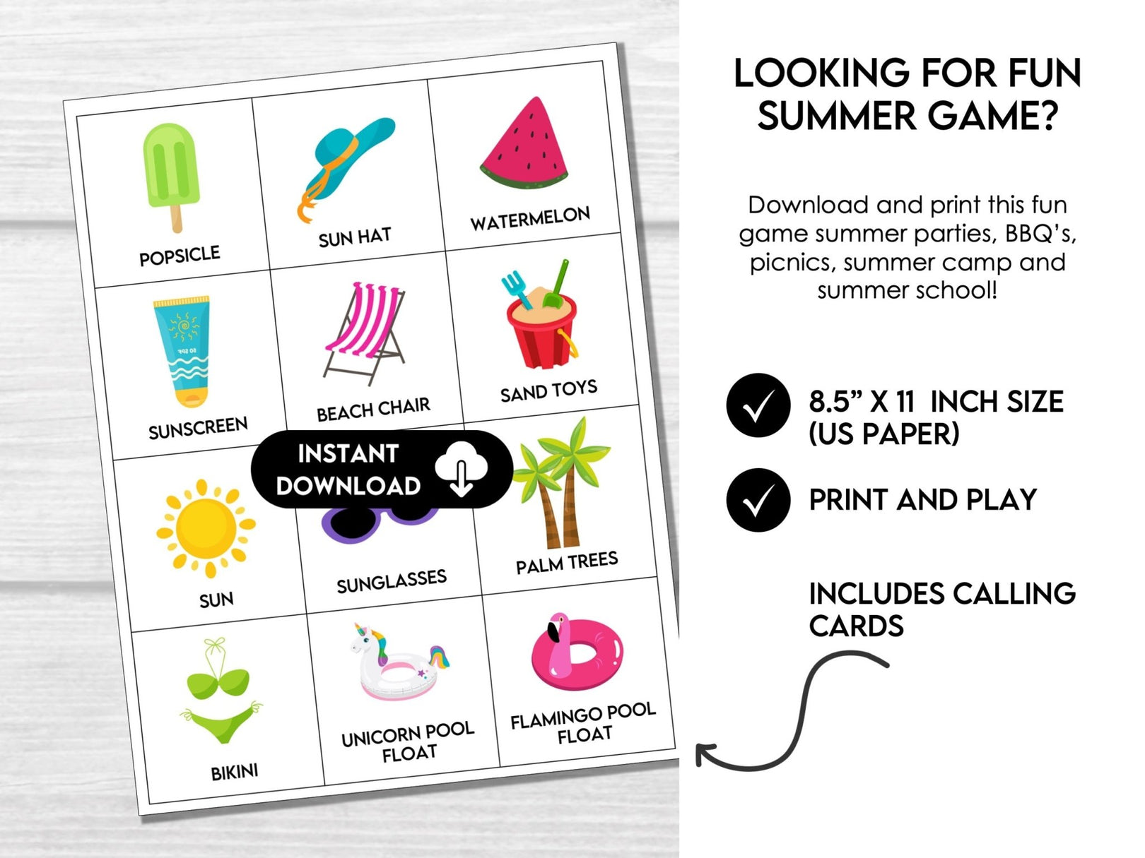 Summer Vocabulary Bingo Game Cards - 30 Game Cards S1 – Before The Party