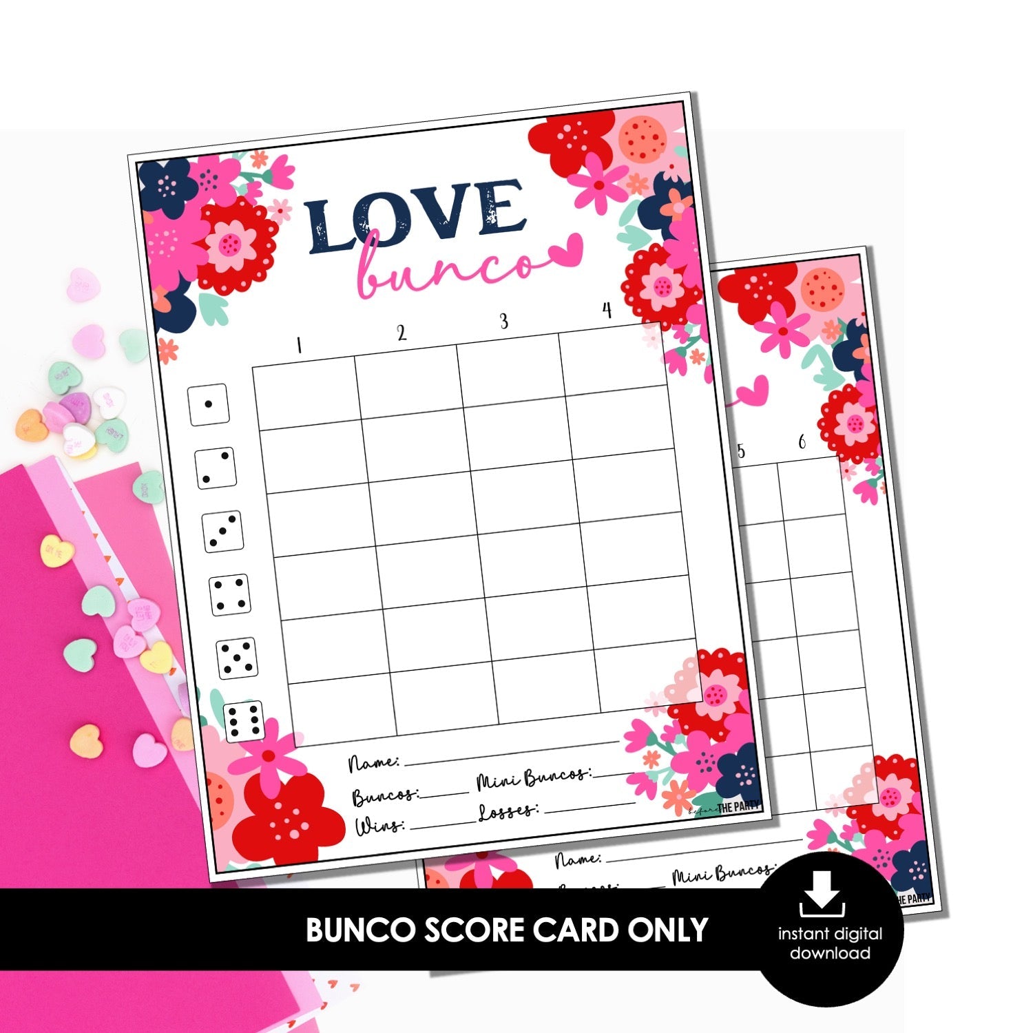 Valentine’s Day Floral Bunco Score Cards | Printable – Before The Party