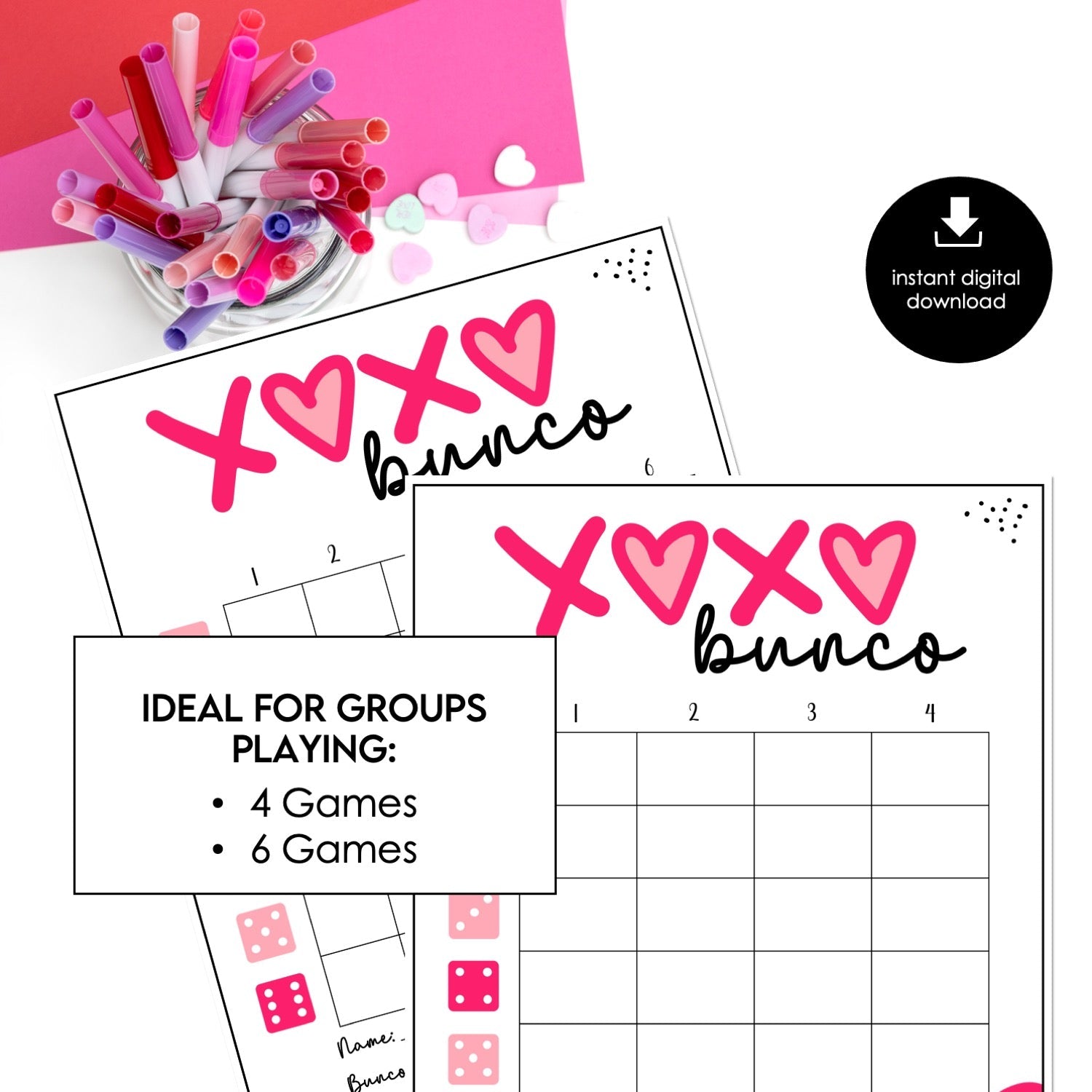 Valentine’s Day XOXO Bunco Score Cards | Printable – Before The Party