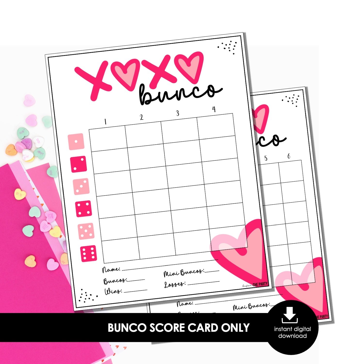 Valentine’s Day XOXO Bunco Score Cards | Printable – Before The Party