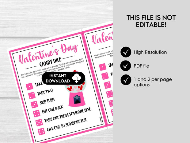 Valentine's Day Pass the Candy Dice Game for Kids – Before The Party