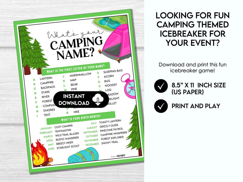 What’s Your Camping Name? – Summer Fun Icebreaker Activity for Camp C1 ...