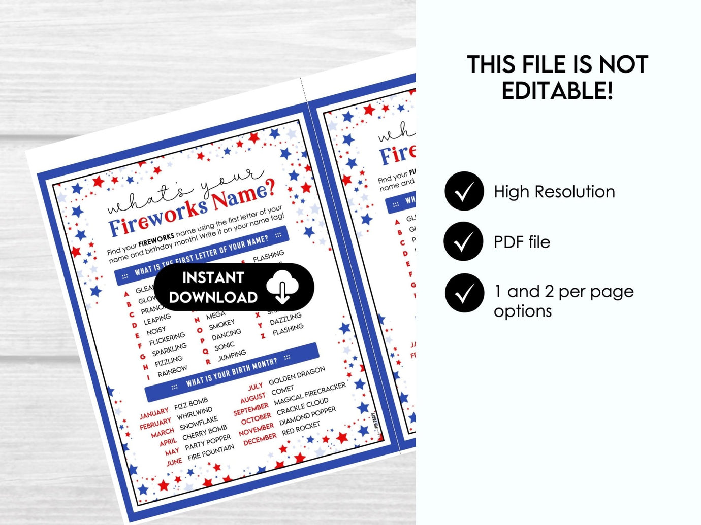 Printable Fireworks Name Party Icebreaker & Tags – Before The Party