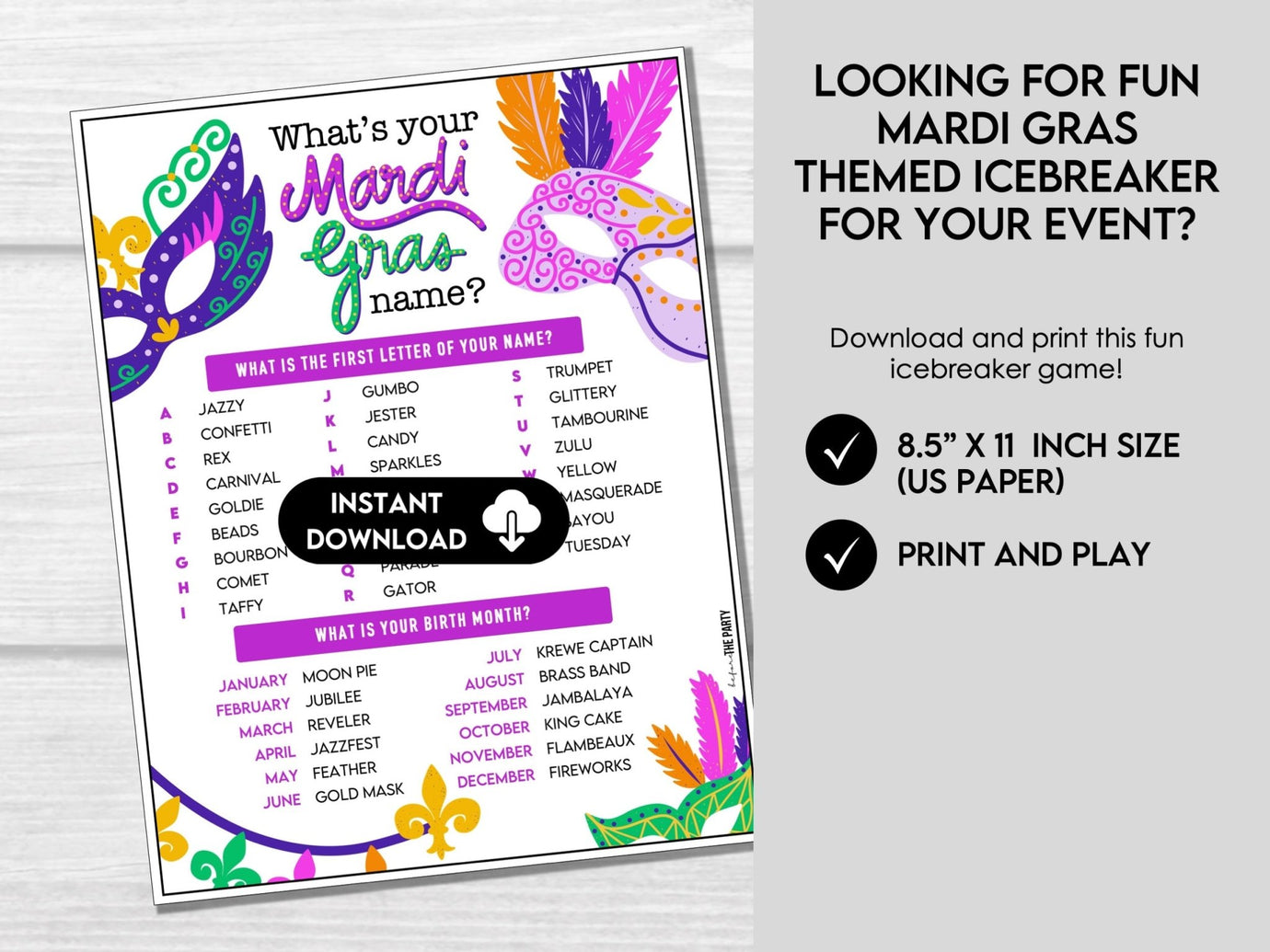 Mardi Gras Name Game: Fun Icebreaker Party Game – Before The Party