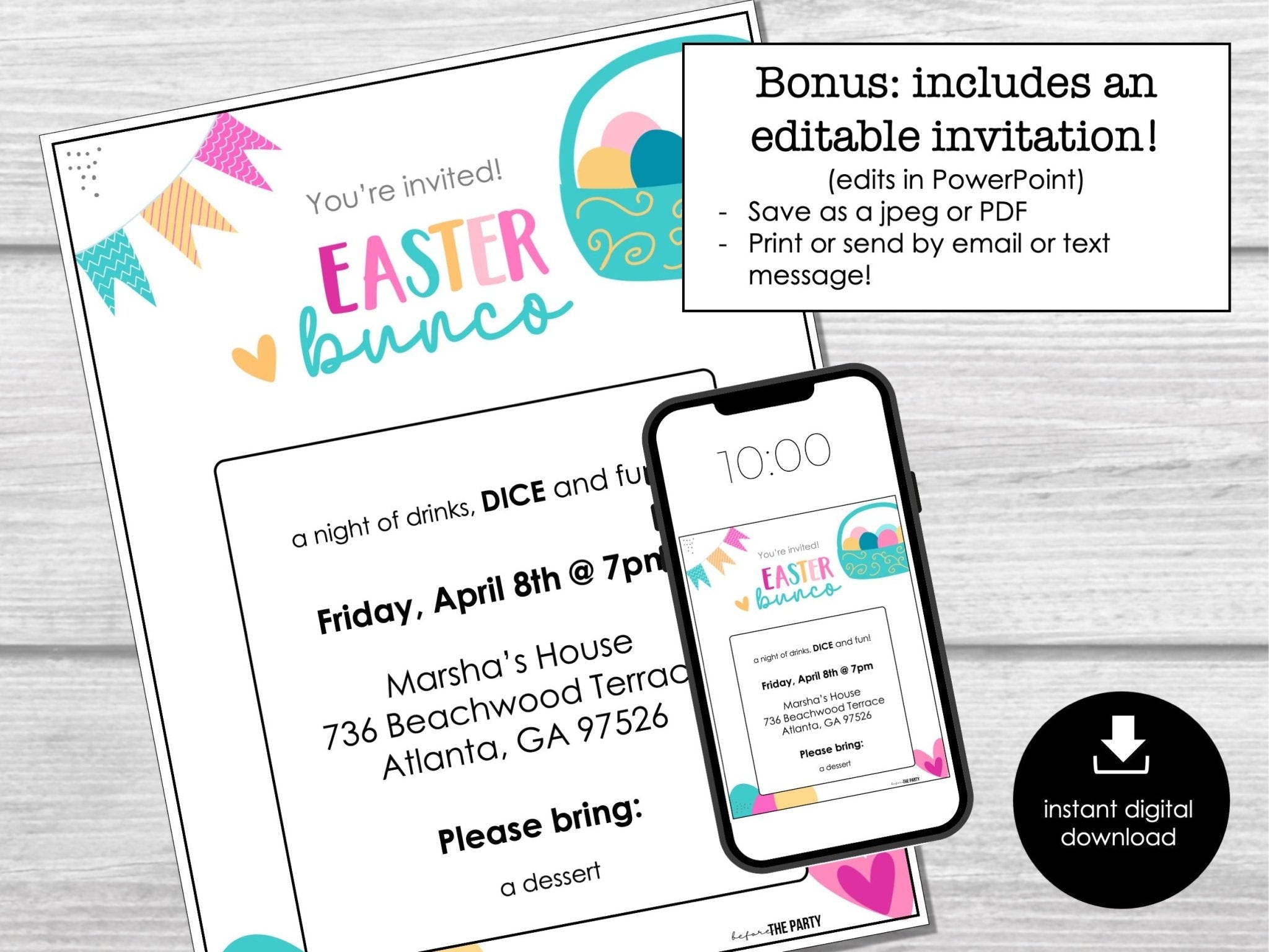 Easter Bunco Score Cards, April Bunco Game, Bunco Night Printable, Eas ...