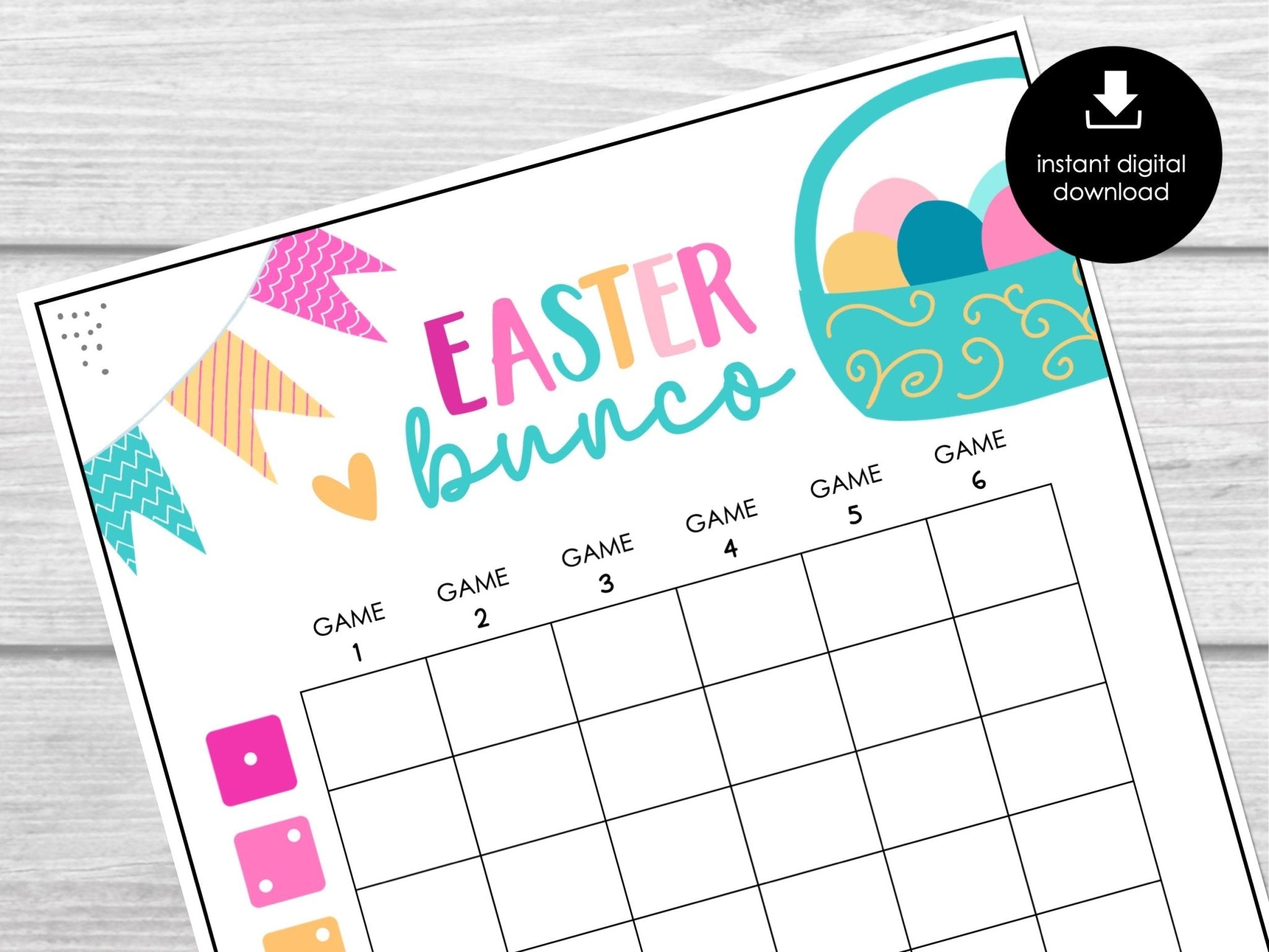 Easter Bunco Score Cards, April Bunco Game, Bunco Night Printable, Eas ...