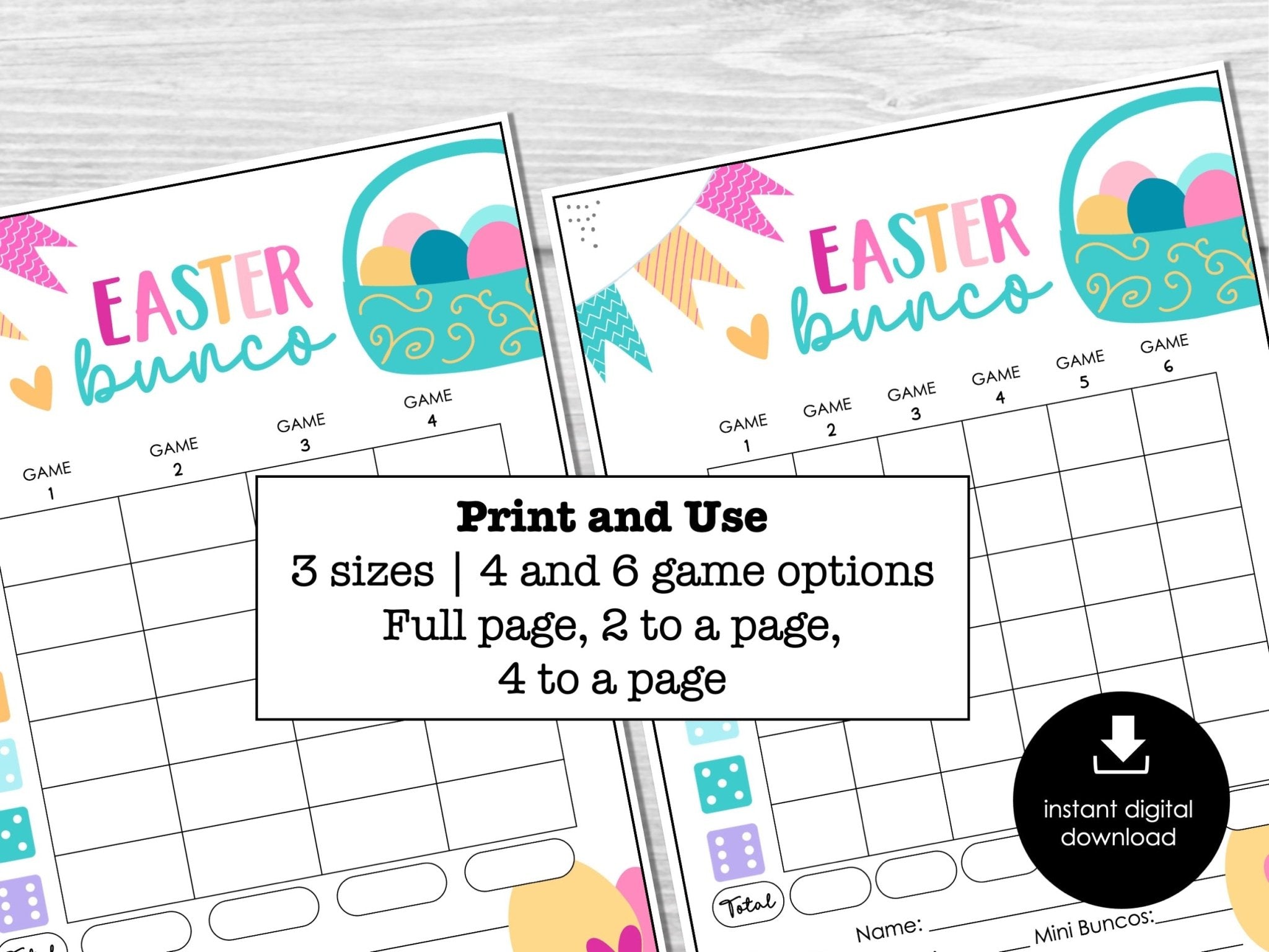 Easter Bunco Score Cards, April Bunco Game, Bunco Night Printable, Eas ...