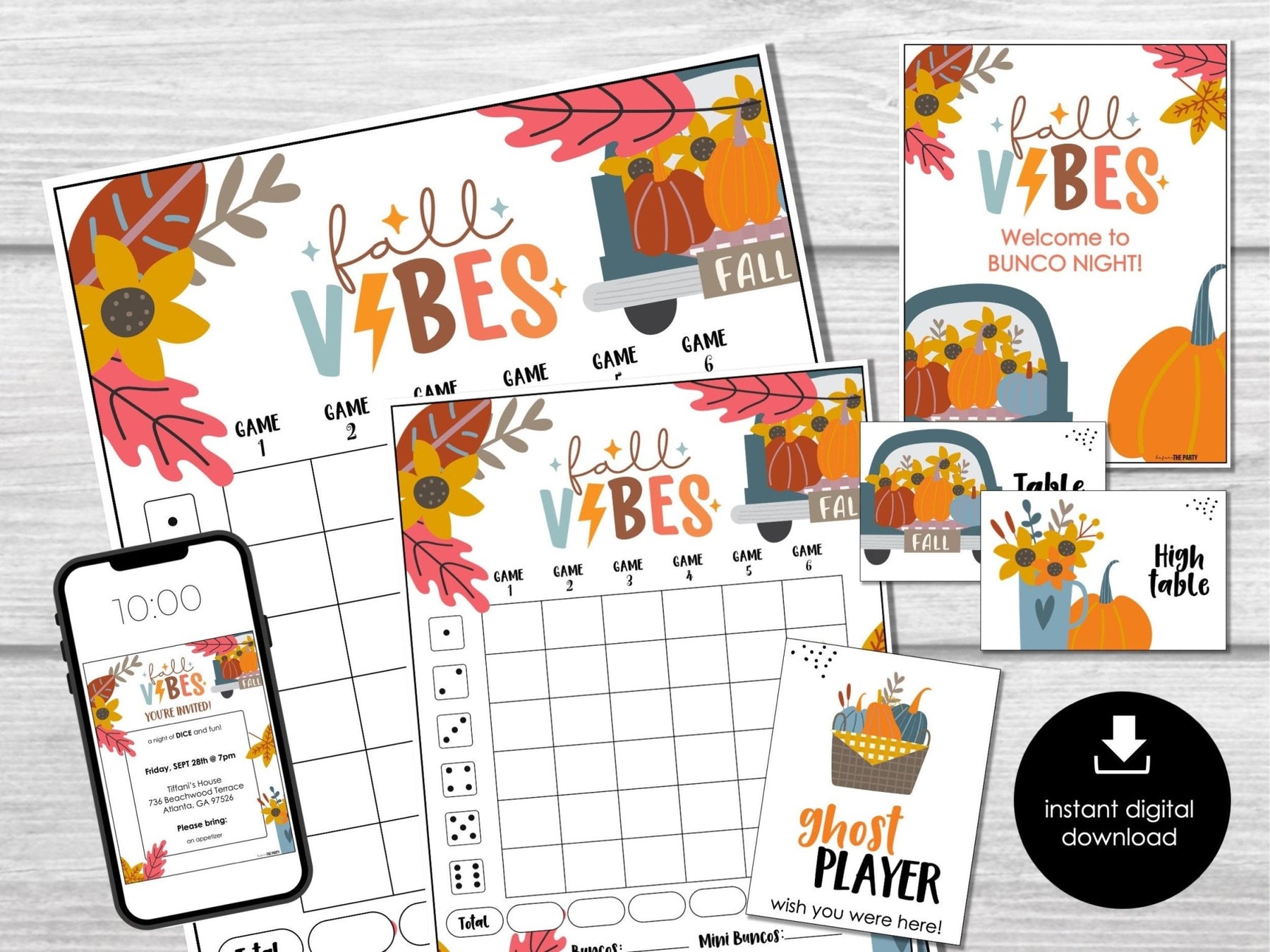 Halloween Bunco Score Sheets - Printable Bunko Night Tally Sheets ...