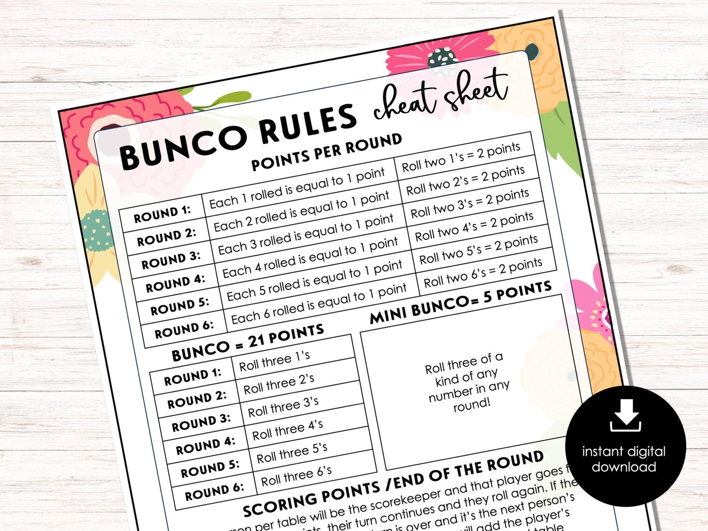 Bunco Rules – Before The Party