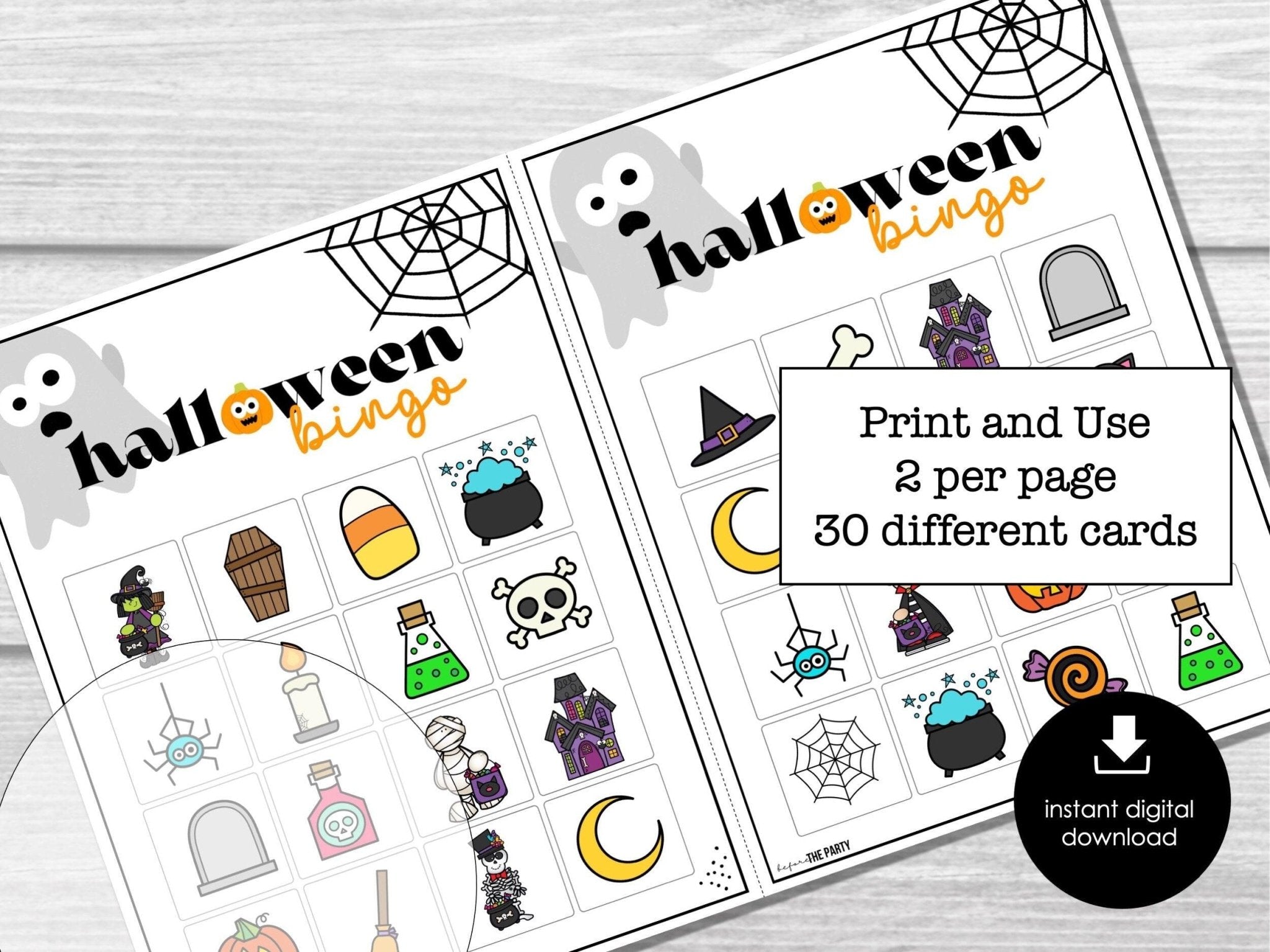 Halloween Bingo, Printable Kids Halloween Party Game, Bingo Game, Prin ...