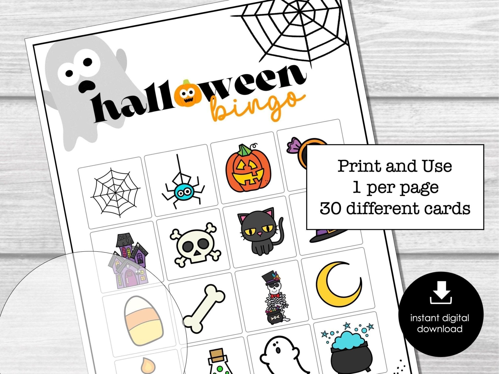 Halloween Bingo, Printable Kids Halloween Party Game, Bingo Game, Prin ...