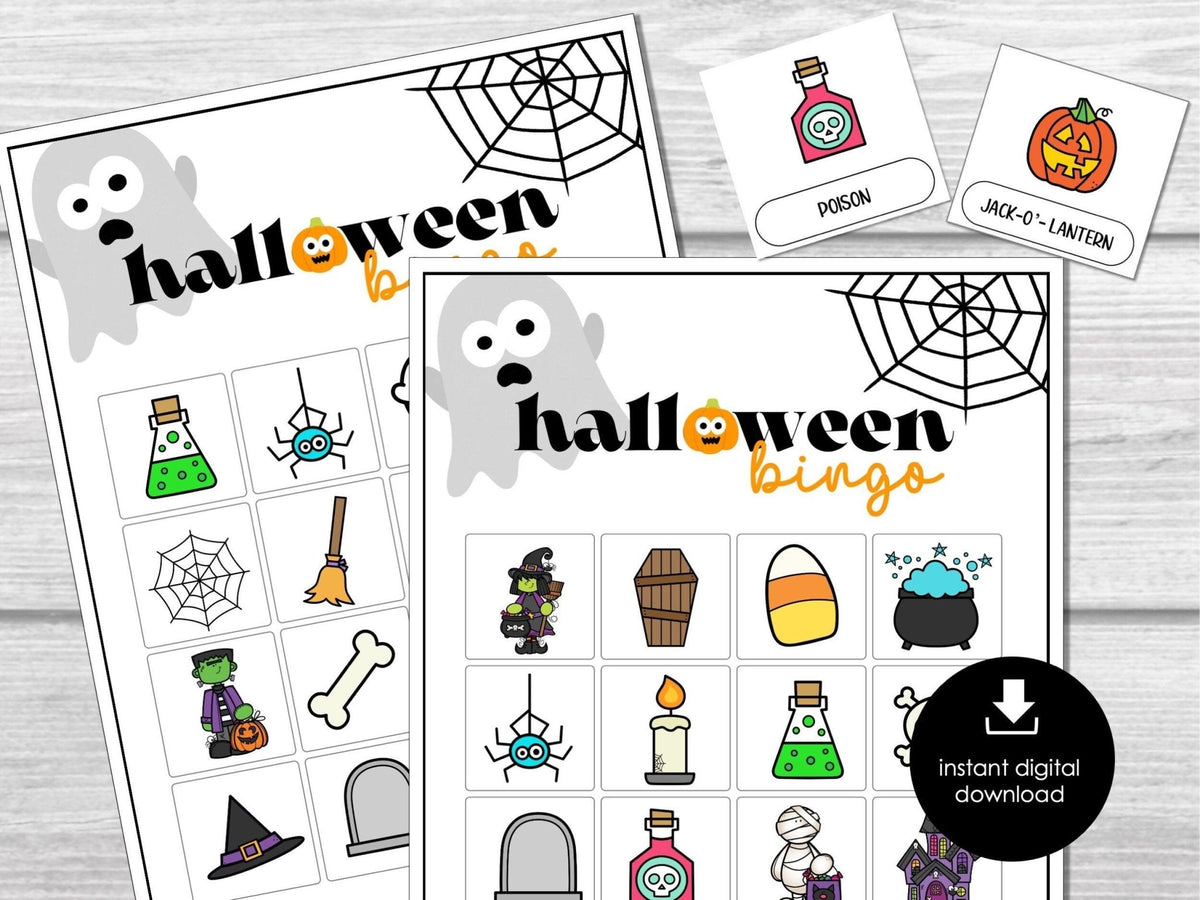 Halloween Bingo, Printable Kids Halloween Party Game, Bingo Game, Prin ...