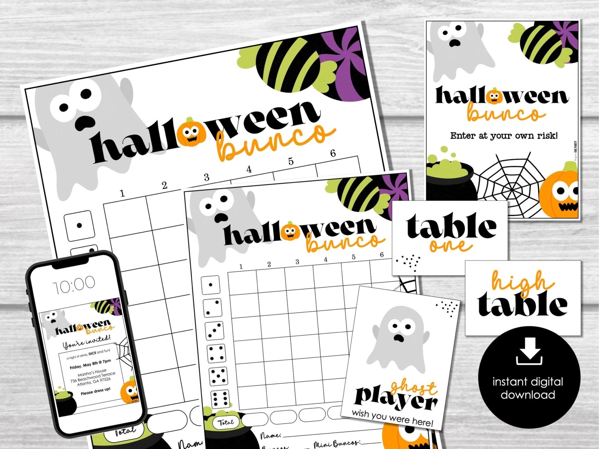 Halloween Bunco Score Sheets - Printable Bunko Night Tally Sheets ...
