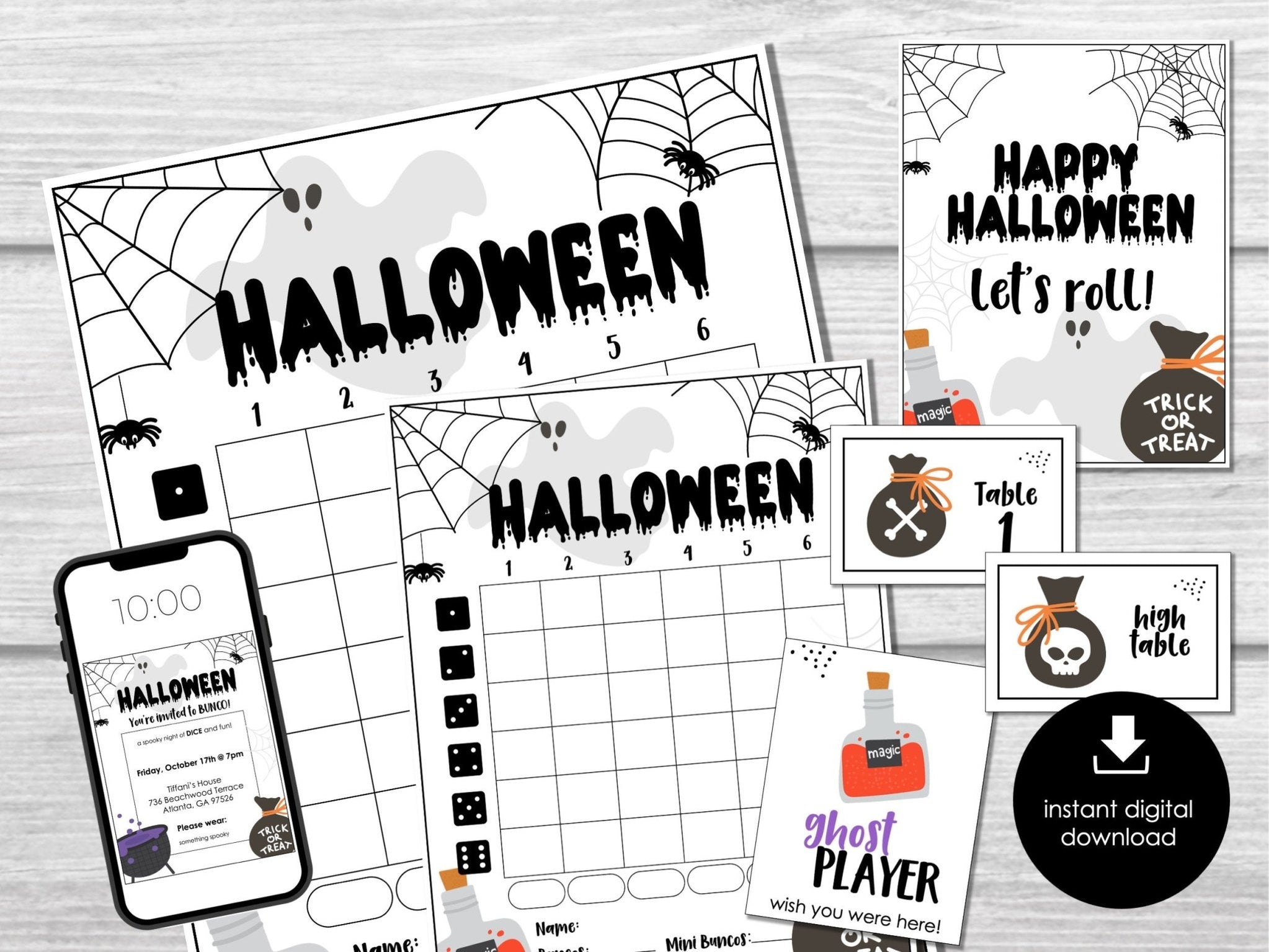 Halloween Bunco Score Sheets - Printable Bunko Night Tally Sheets ...