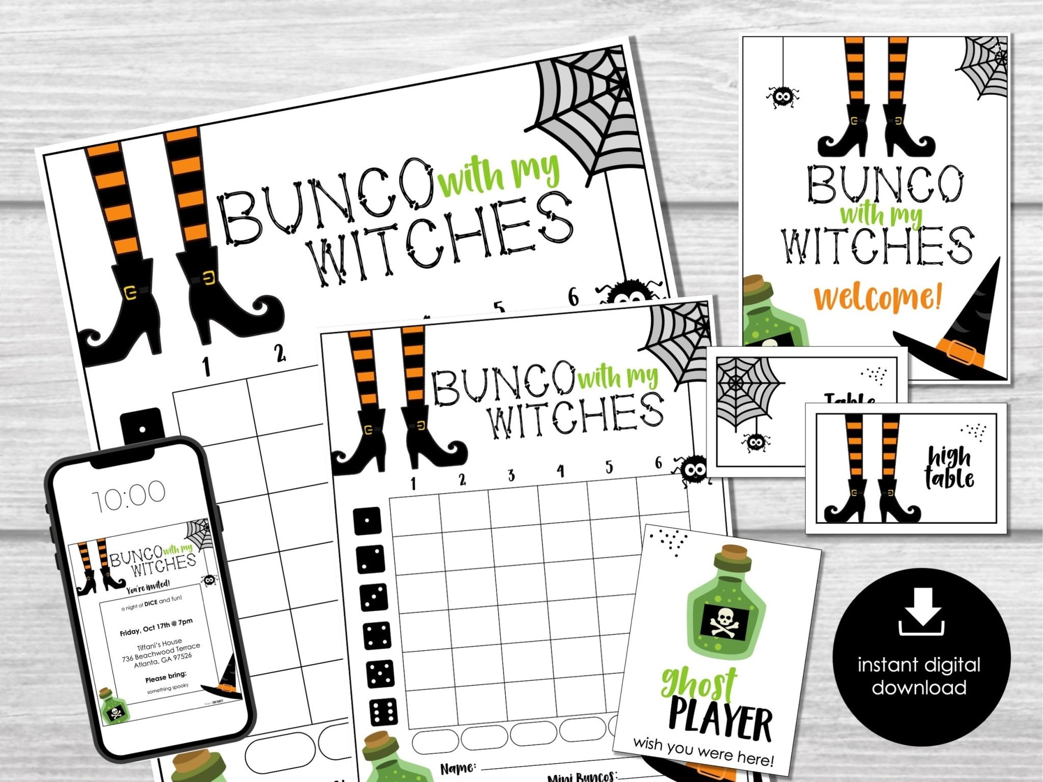 Halloween Bunco Score Sheets - Printable Bunko Night Tally Sheets ...