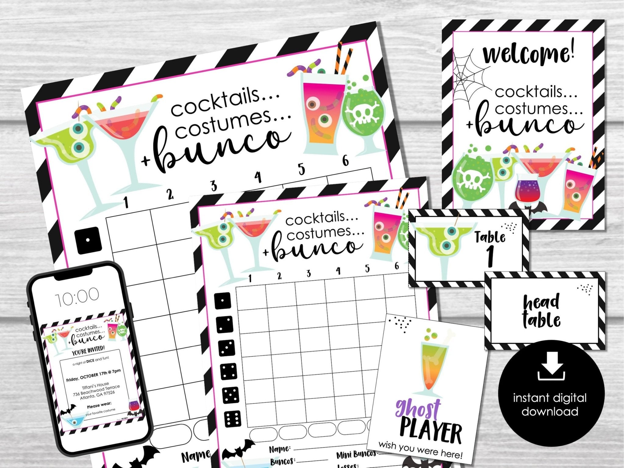 Halloween Bunco Score Sheets - Printable Bunko Night Tally Sheets ...