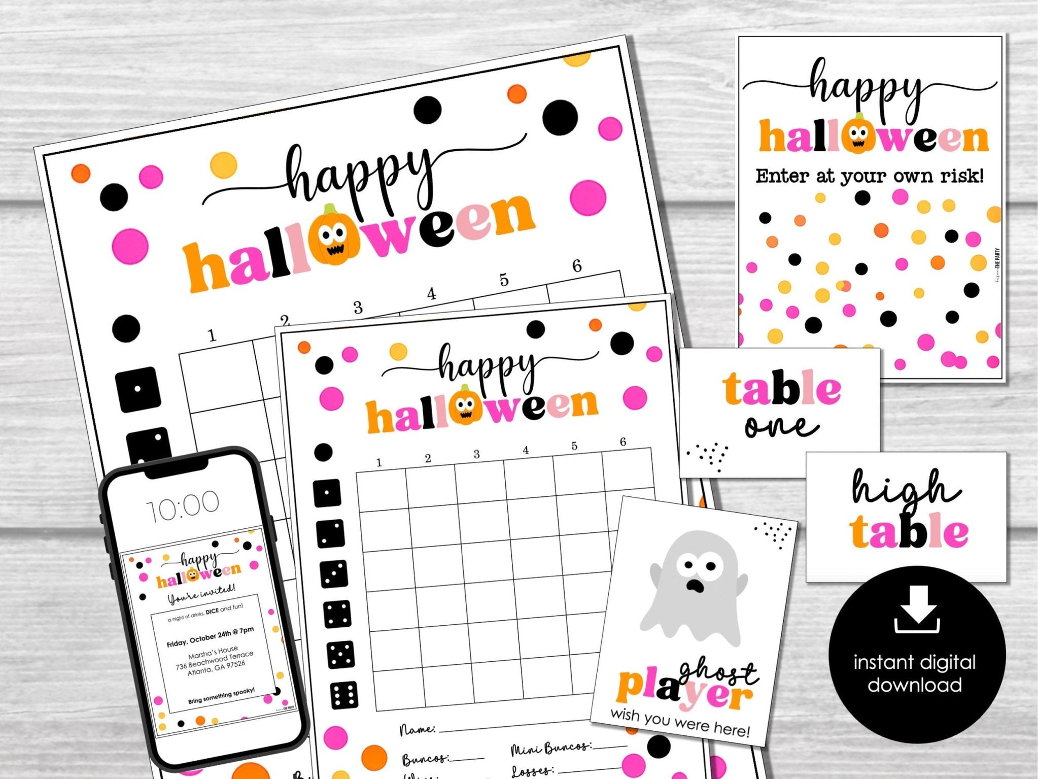 Halloween Bunco Score Sheets - Printable Bunko Night Tally Sheets ...