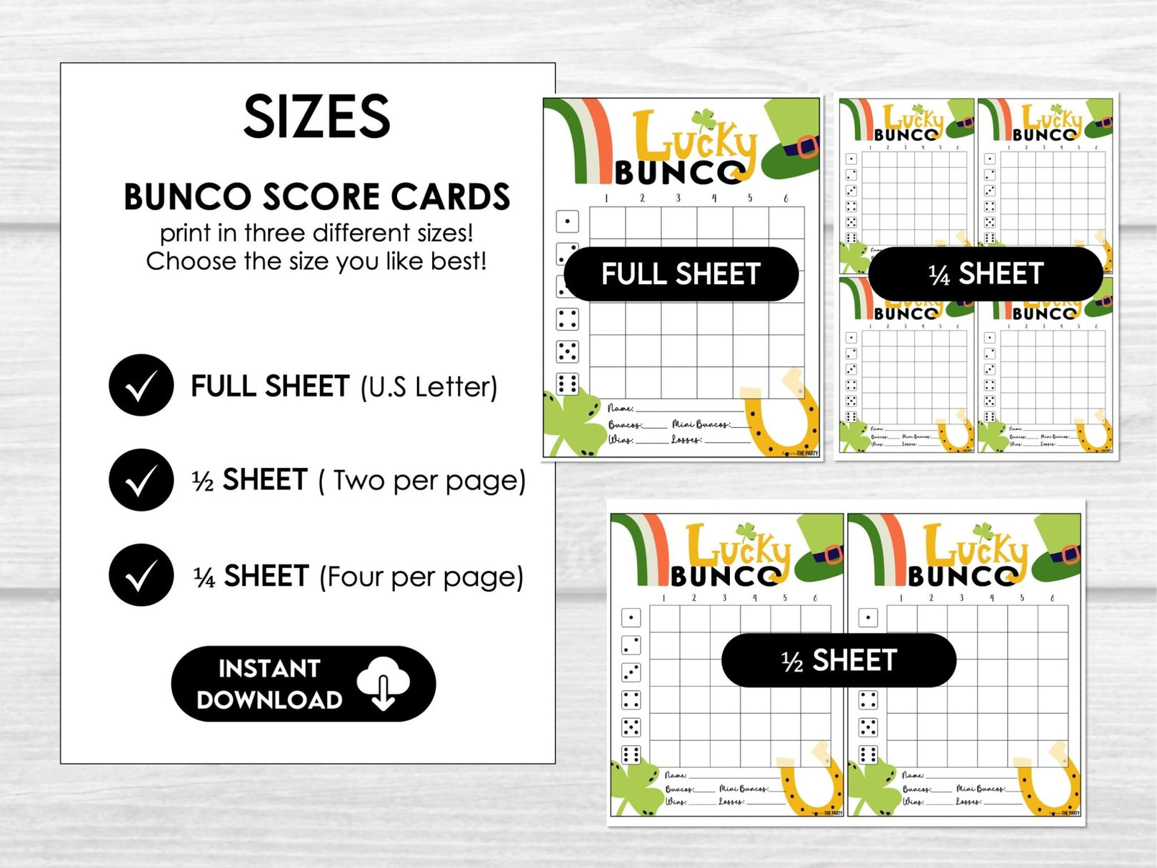 Leprechaun Lucky Bunco Score Card - Printables – Before The Party
