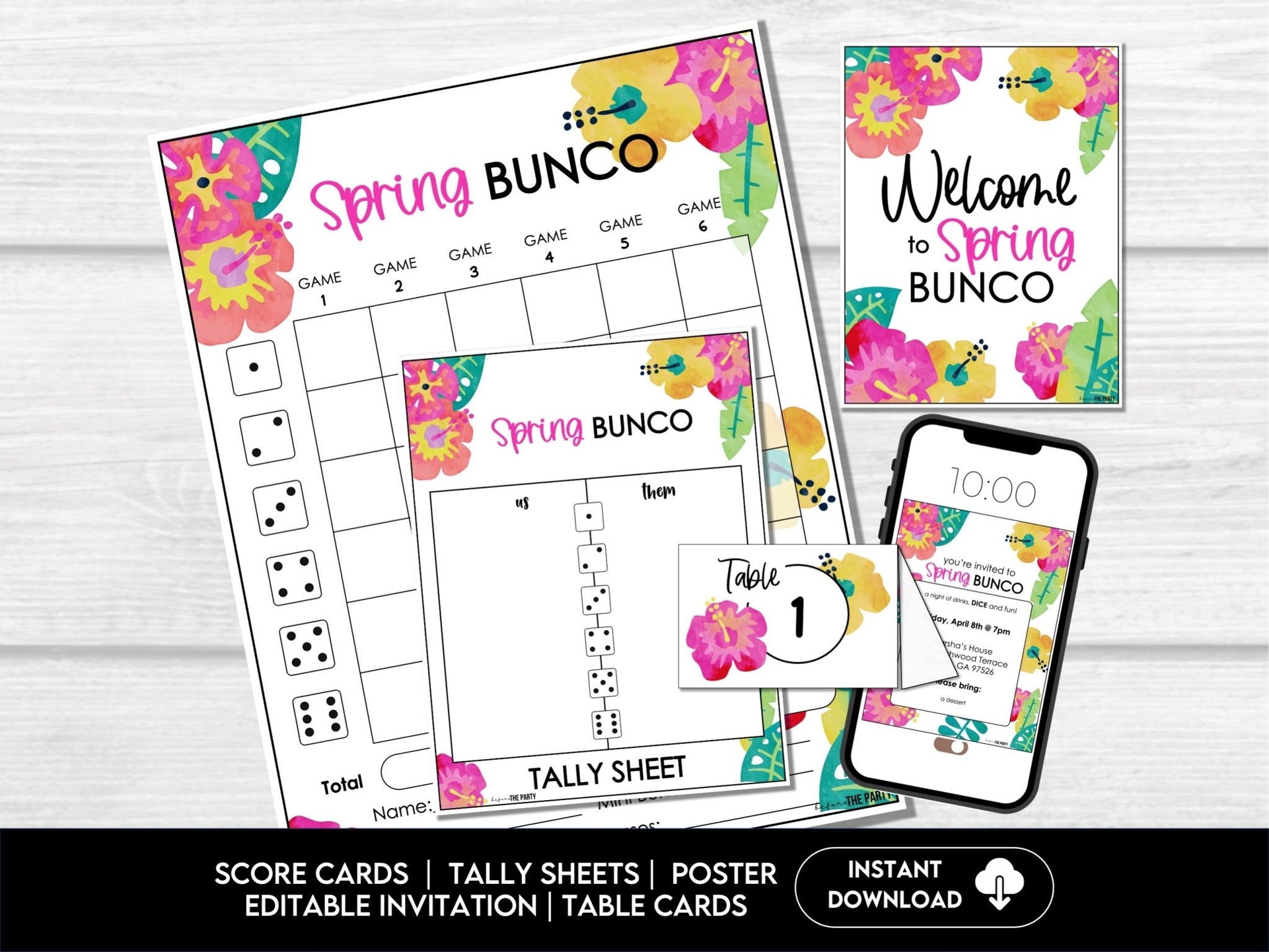 Spring Theme Bunco Sets – Before The Party