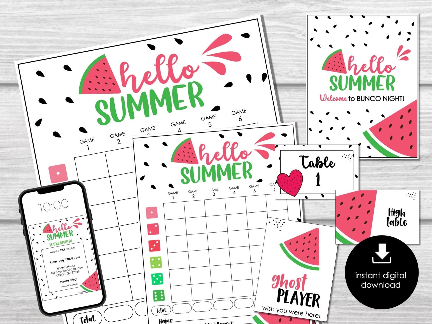 Summer Bunco Party Printables – Before The Party