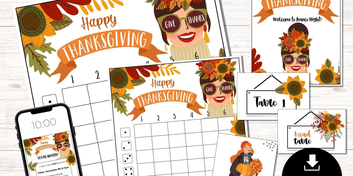 Thanksgiving Bunco Score Cards, November Bunco Score Sheets, FALL Bunc ...
